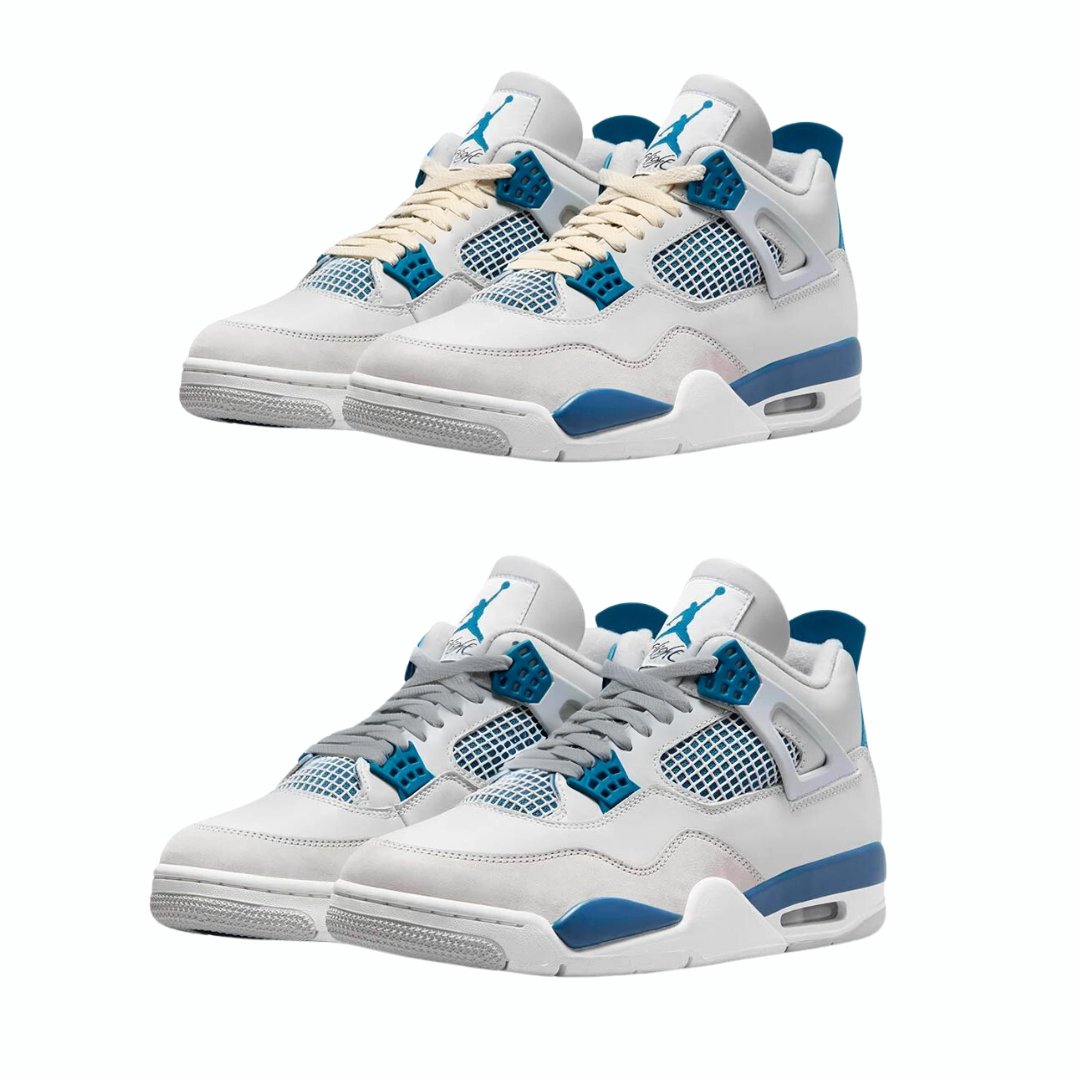 Stand Out from the Crowd: Jordan 4 Military Blue Shoe Lace Swaps – Shoe ...